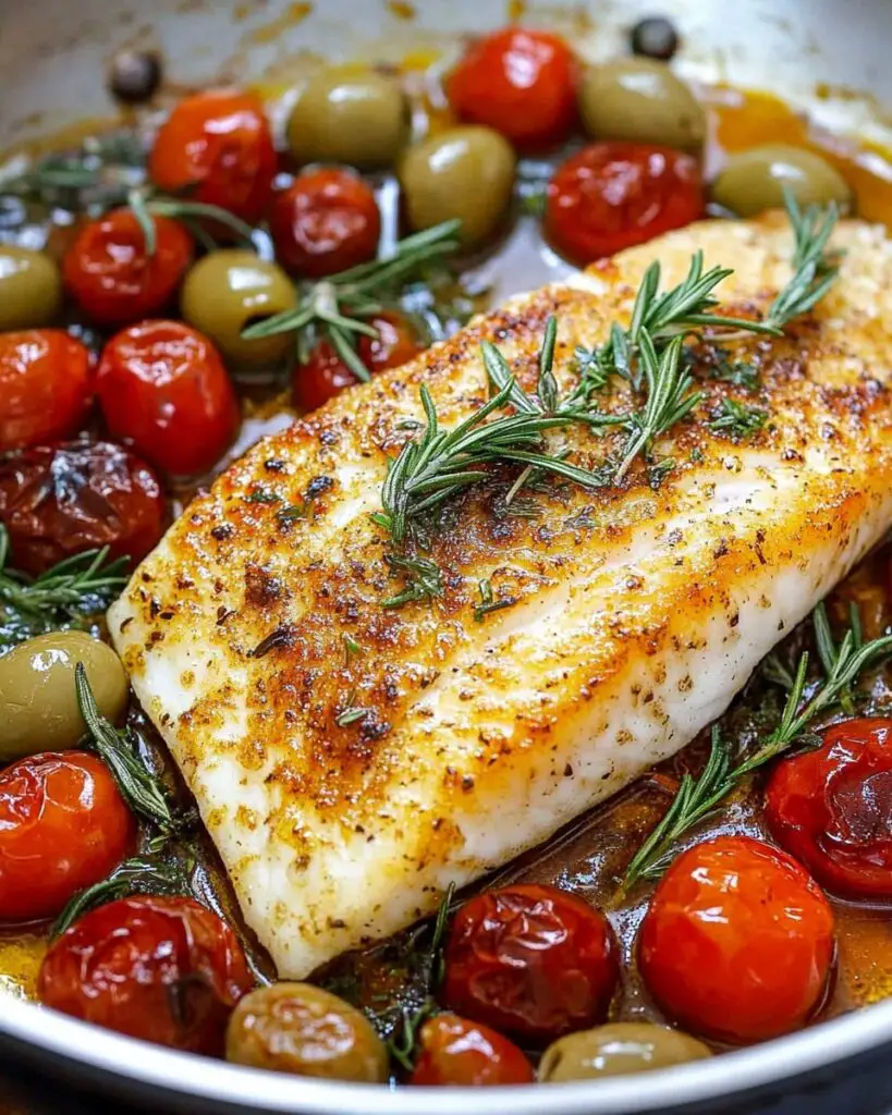 Baked Fish with Cherry Tomatoes and Olives | Flavorful Mediterranean Dish